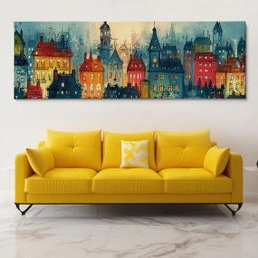 Obraz na plátně - Věže, střechy, Vinohrady FeelHappy.cz Velikost obrazu: 210 x 70 cm