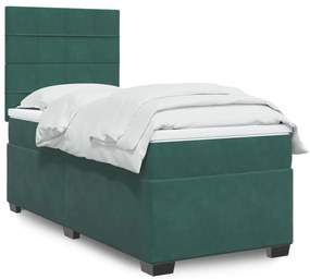 Box spring postel s matrací tmavě zelená 80 x 200 cm samet 3290765