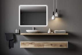 Amirro Zrcadlo do koupelny na zeď do pokoje do ložnice do předsíně na chodbu AMBIENTE 100 x 70 cm s LED podsvícením  po celém obvodu a dotykovým senzorem 410-975