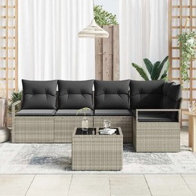 Set pohovek 6 ks Světle šedá polyratan 3346392