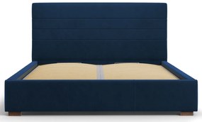 Královsky modrá sametová postel MICADONI ARANDA 140 x 200 cm