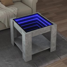 Konferenční stolek s LED betonově šedý 53 x 53 x 45 cm kompozit