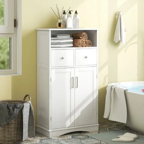 Costway Volně stojící koupelnová skříňka s 2 dvířky – 60 × 30 × 108 cm