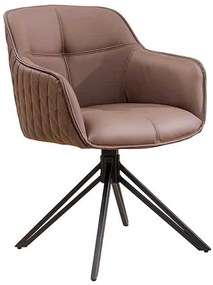 Designová otočná židle Natasha hnědá kůže