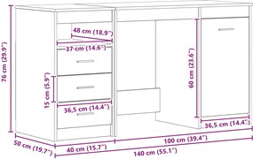 Stůl s policí 2 ks Černý dub 140 x 50 x 76 cm Kompozitní dřevo 3332543