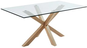 Skleněný jídelní stůl Kave Home Argo 180 x 100 cm s přírodní kovovou podnoží