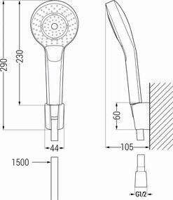 Mexen příslušenství - ruční sprchový set Oval R-05, 3-funkce, bílá, 785055052-20