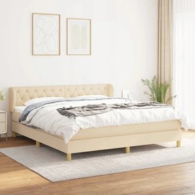Box Spring Postel S Matrací Textil Krémová Prošívaný design 160 x 200 cm