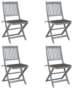 Skládací zahradní židle s poduškami 4 ks masivní akáciové dřevo,  3064571