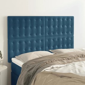 Čelo postele tmavě modré 144x5x118/128 cm sametové 3116818