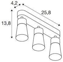 SLV 1008325 Puri 2.0 Cone, černozlaté nástěnné/stropní svítidlo 3xGU10, délka 25,8cm