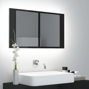 vidaXL LED koupelnová skříňka se zrcadlem 80x12x45cm akryl [804968] Barva: černá s vysokým leskem
