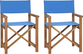 vidaXL Režisérské židle 2 ks masivní teakové dřevo modré [3143630]