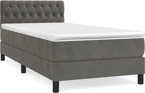Box spring postel s matrací tmavě šedá 90x200 cm samet 3141462