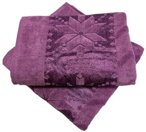 Žakárový froté ručník světlo fialový hvězdička 50x90cm TiaHome