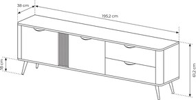 VERIS d | TV stolek RTV 195 2D2S | 195,2 cm | dub dunin