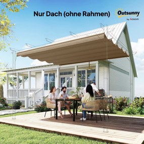 Náhradní střecha pro pergolu 3 x 3 m, zatahovací, s otvory pro odvod dešťové vody, odolná proti povětrnostním vlivům, polyester, 250 x 255 cm Hnědá b…