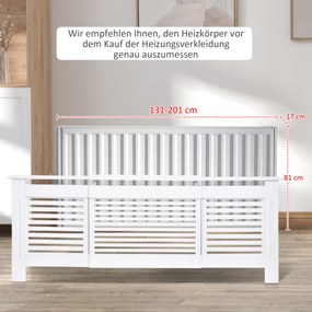 HOMCOM Rozkládací Kryt Radiátoru s Moderním Designem 139-208,5 x 20,5 x 82,5 cm MDF Bílá