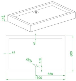 BPS-koupelny Obdélníková akrylátová sprchová vanička HYD-OSV-SXL03F 130x80 bílá