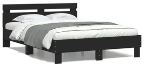 vidaXL Rám postele s čelem a LED osvětlením černý 120 x 200 cm