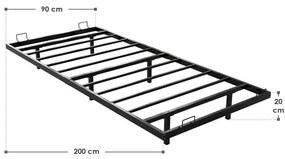 Designová postel 90x200 černá s LED podsvícením