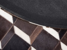 Kožený koberec hnědý ⌀ 140 cm ALPKOY Beliani