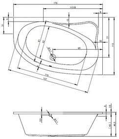 EBS Levia Vana 170x110 cm, levá, bez noh S_LE170L