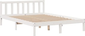 Postel s knihovnou bez matrace bílá 140x190 cm masivní borovice 3321736