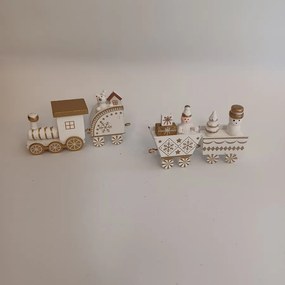 Dřevěná dekorace vláček se třemi vagony, 22,3 × 7,2 × 2,8 cm, bílá