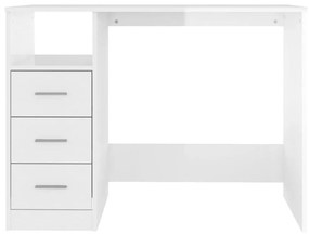 Petromila Psací stůl se zásuvkami bílý vysoký lesk 102x50x76 cm kompozit