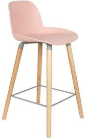 OnaDnes -20% Růžová plastová barová židle ZUIVER ALBERT KUIP 65cm