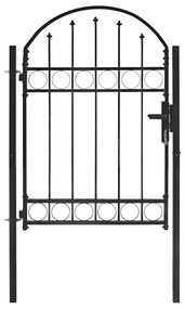 Plotová branka s klenutým vrškem ocelová 104 x 125 cm černá