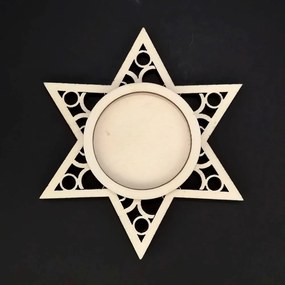 AMADEA Dřevěný svícen hvězda, průměr 11 cm