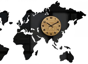 3D nalepovací hodiny Continents černé