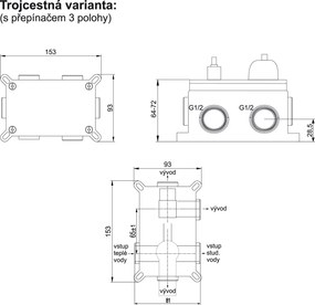 Mereo, Mereo Sprchová podomítková baterie s třícestným přepínačem, Pego, Mbox, kulatý kryt, chrom, MER-CB60157PA