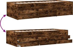 Válenda se zásuvkami bez matrace kouřový dub 75 x 190 cm 3280892