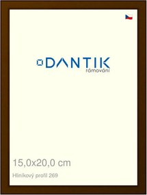 DANTIK rámeček 15x20 | ALU profil 7269 Hnědá umbra broušená (Sklo Čiré)