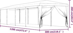 Party stan s 10 síťovanými bočnicemi modrý 3 x 12 m HDPE 319247