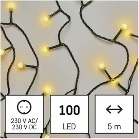Vánoční řetěz kuličky EMOS D5GW02 ZYK0205 100LED 5m teplá bílá