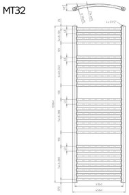 Mereo otopný žebřík oblý 450x1330 mm ocel bílý MT32