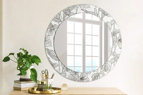 Kulaté zrcadlo tištěný rám Květinový vzor fi 60 cm