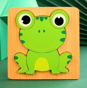 Montessori dřevěné hračky - obrázkové puzzle, zvířátka Varianta: Puzzle - žába