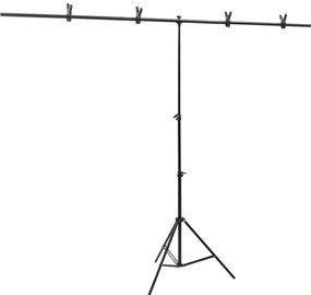 Stojan na fotopozadí ve tvaru T černý 201 x 60 x (70–200) cm