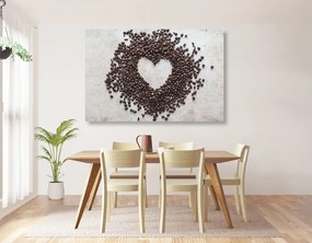 Obraz srdce z kávových zrn - 120x80 cm