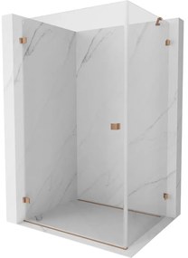 Mexen Lunar-B, výklopný sprchový kout levý 100 x 80 cm, 8mm čiré sklo, profil měděná matná, 832-100-080-65-00-L