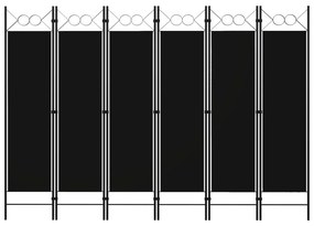 6dílný paraván černý 240 x 180 cm 320714