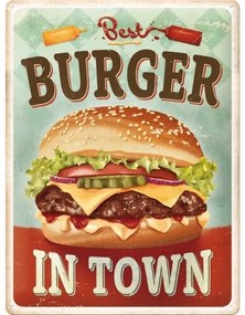 Plechová cedule Best Burger in Town, (30 x 40 cm)