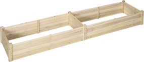 Outsunny Záhon, Zahradní Box s 2 Oblastmi pro Výsadbu, Zeleninový Záhon na Zeleninu a Bylinky do Zahrady, Terasy a Balkonu, Dřevo, Přírodní, 244 x 61…