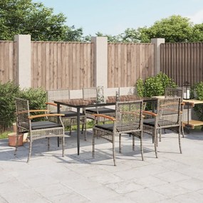 7dílný zahradní jídelní set s poduškami šedý polyratan 3213614
