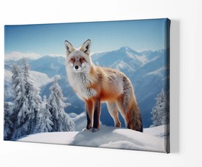 Obraz na plátně - Liška stojící v zasněžených horách FeelHappy.cz Velikost obrazu: 180 x 120 cm